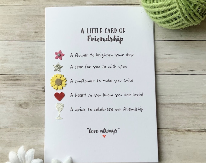 A Little Card of Friendship, Friend Appreciation Card - Etsy