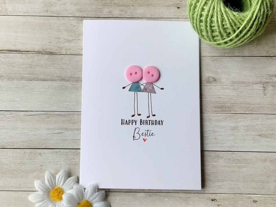 Happy Birthday Bestie Card: Handmade A6 Greeting Card - Etsy