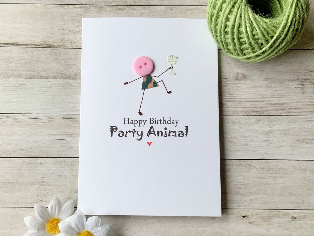 Happy Birthday Party Animal Card, Funny Friend Card - Etsy
