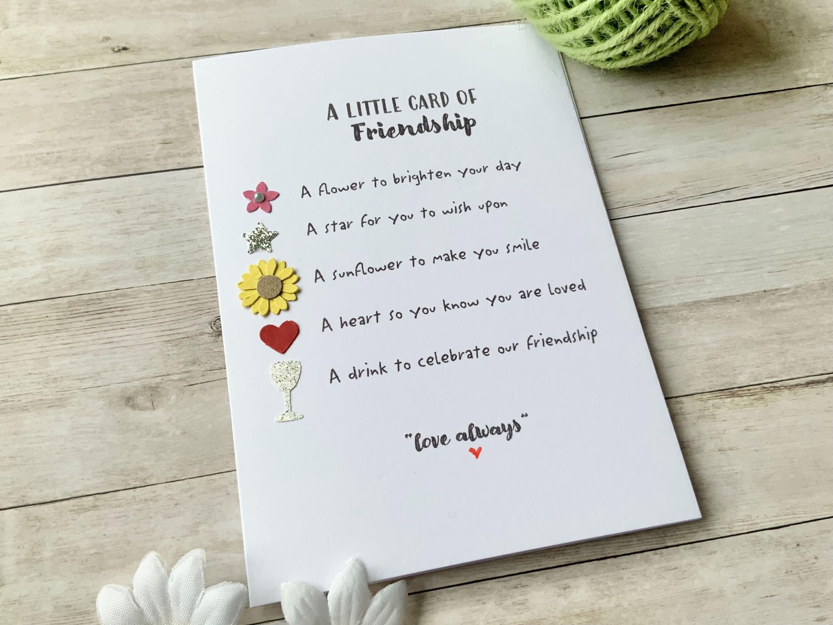 A Little Card of Friendship, Friend Appreciation Card - Etsy UK