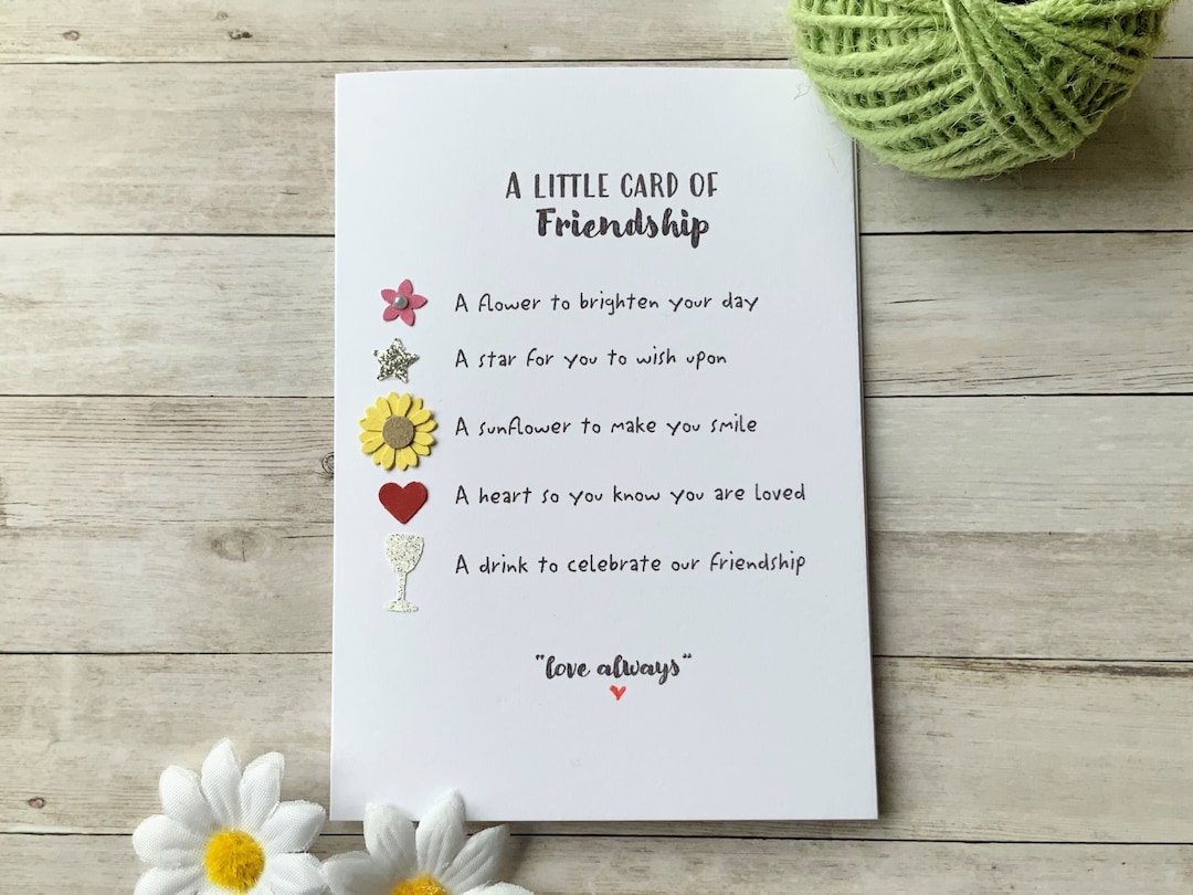A Little Card of Friendship, Friend Appreciation Card - Etsy