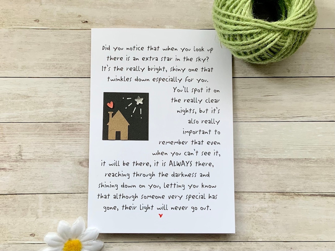 Extra Star in the Sky, Thinking of You, Sympathy, Bereavement Card - Etsy