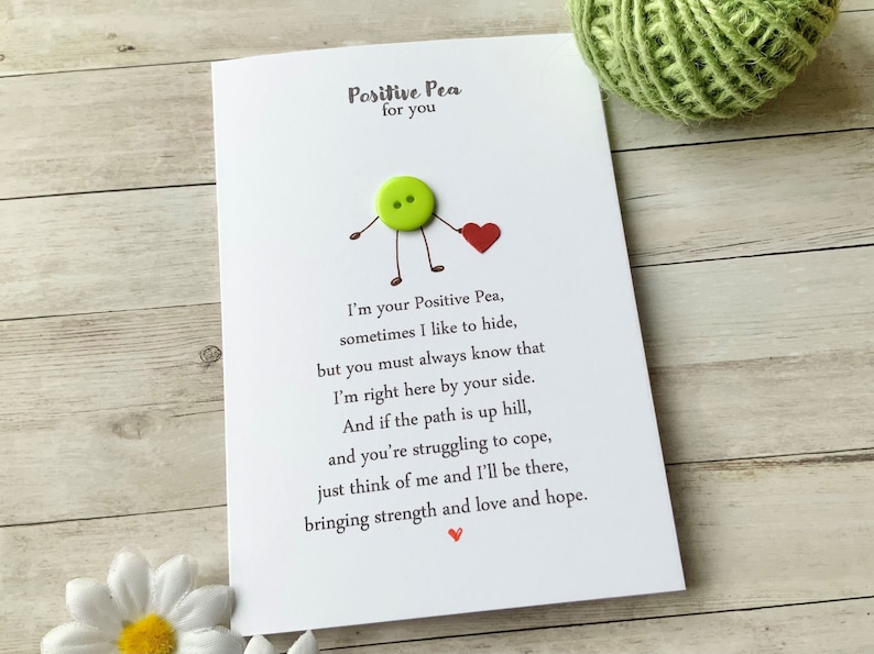 Positive Pea, Anxiety & Positivity Card - Etsy UK