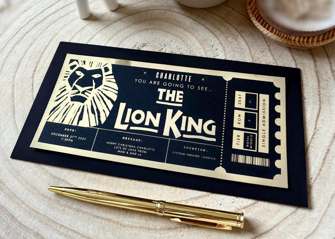Lion King Theatre Ticket • Personalised Ticket • Musical Ticket ...