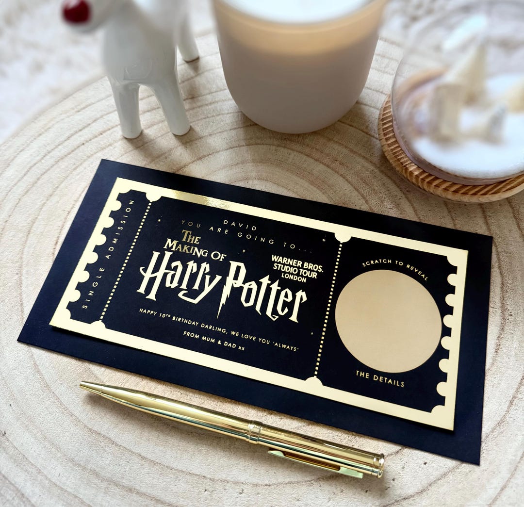 Harry Potter Studio Tour Ticket | Scratch Reveal Personalised Foil ...