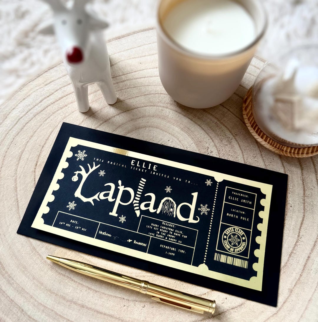 Lapland Ticket • Personalised Santa Trip Reveal • Christmas Gift for ...