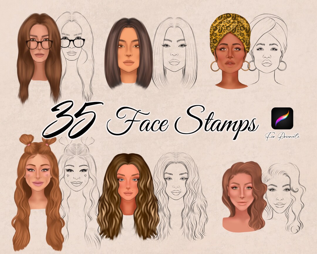 Face Stamps for Procreate - Etsy