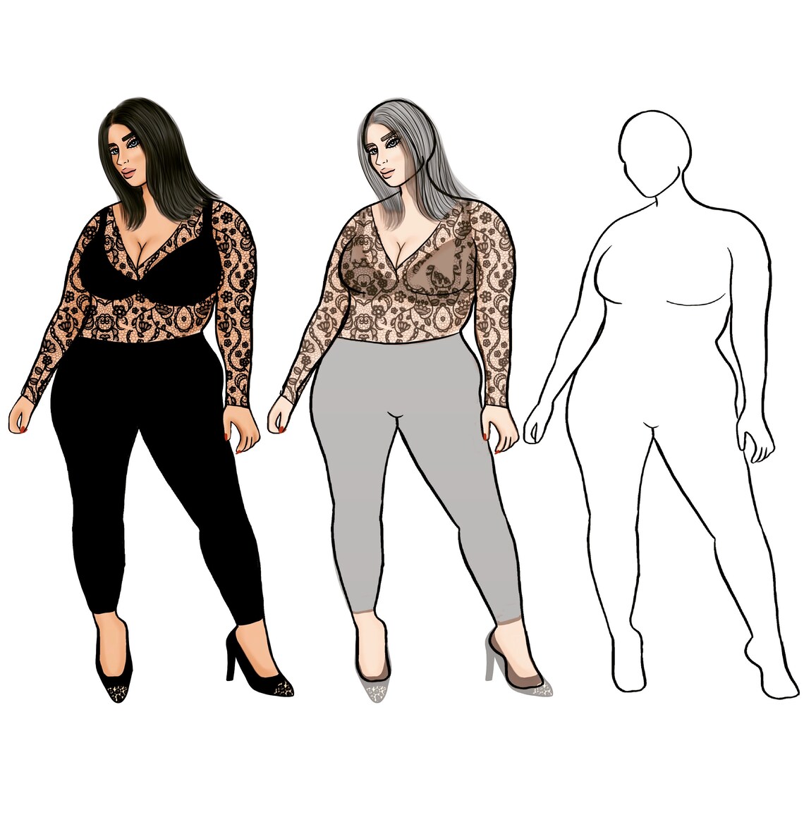 Procreate figure stampsrealistic body poses stampbody | Etsy