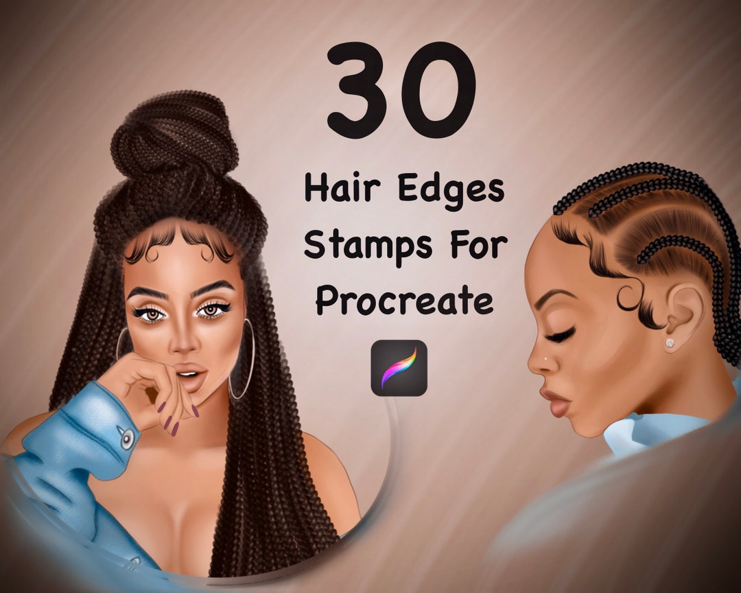 Procreate Brushes,hair Edges Stamps,procreate Baby Hairs Stamp, Hair ...