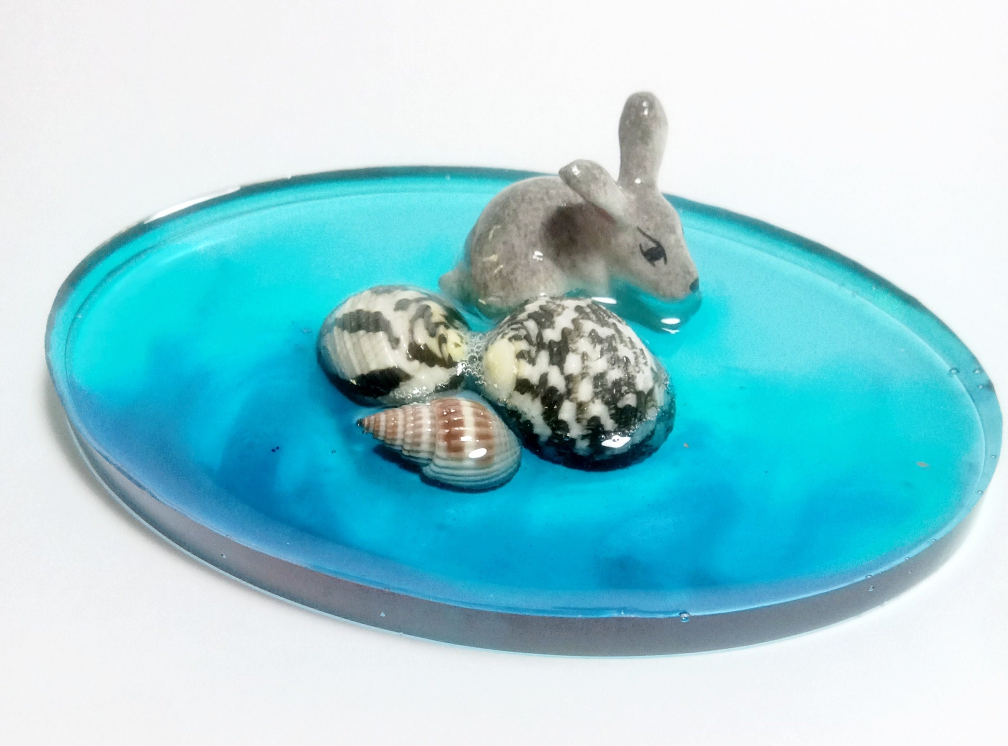 Rabbit Resin, Sea Resin Art, Small Trinket Tray, Rabbit Decoration, 3d ...
