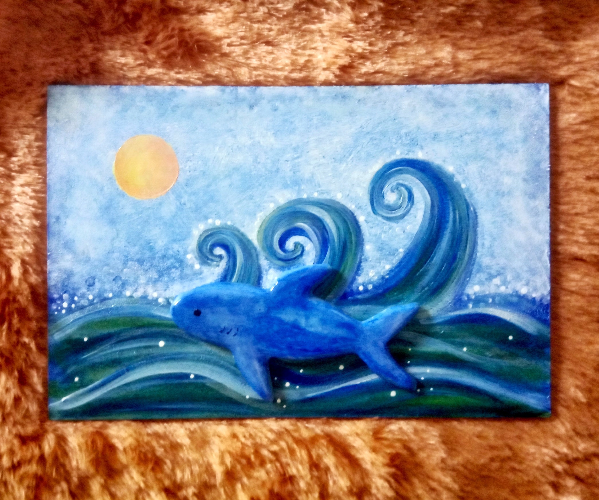 Shark Arcylic Painting, 3D Fish Art, Shark Resin, MDF Painting, 3d Wall ...