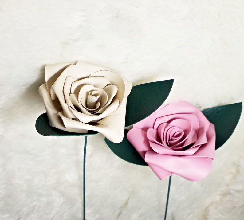 Fake Leather Rose With Stem, Faux Leather Flower, Anniversary Gifts - Etsy