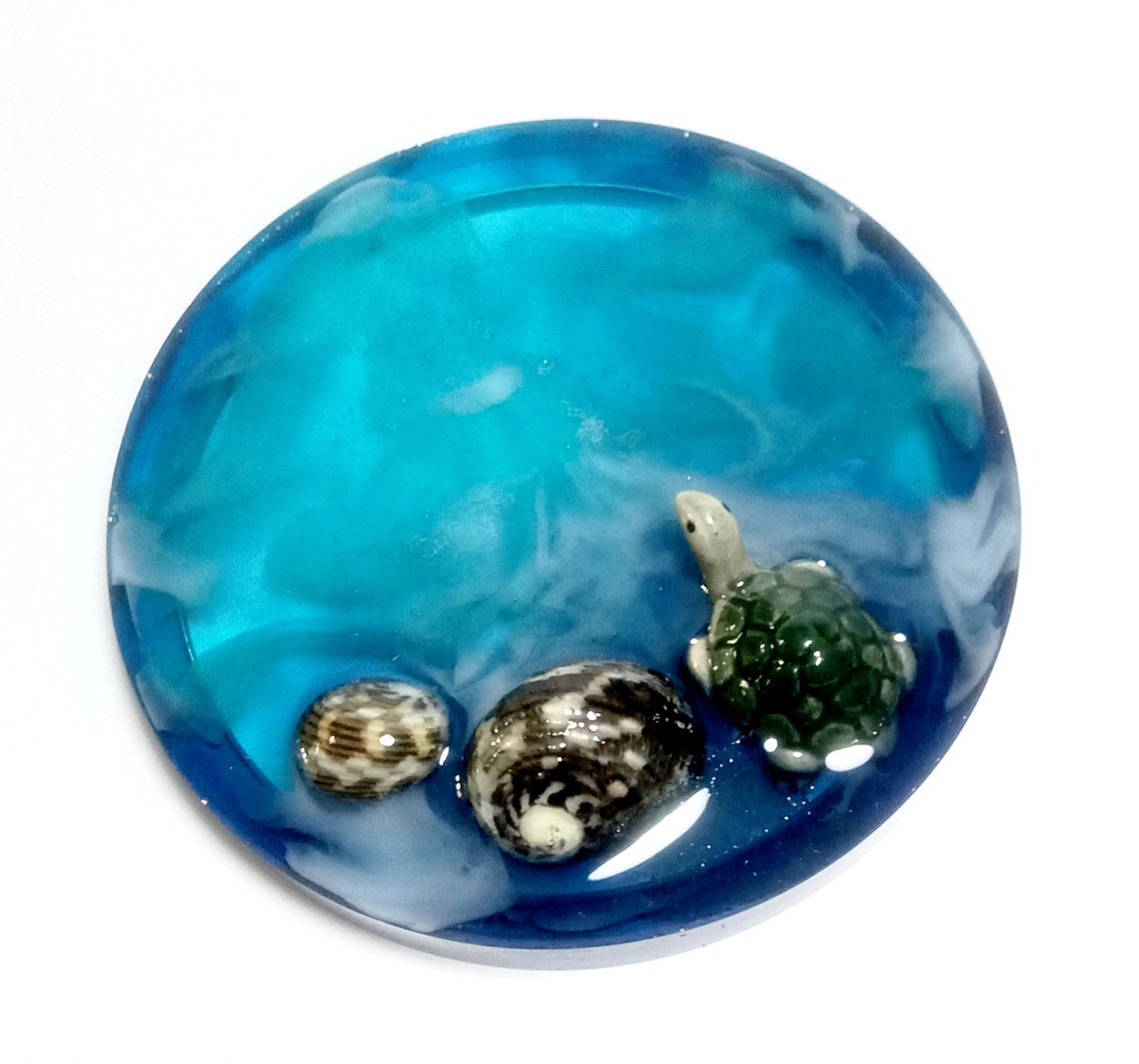 Animal Resin, Turtle Epoxy Resin Art, Marine Turtle, Seashell Resin ...