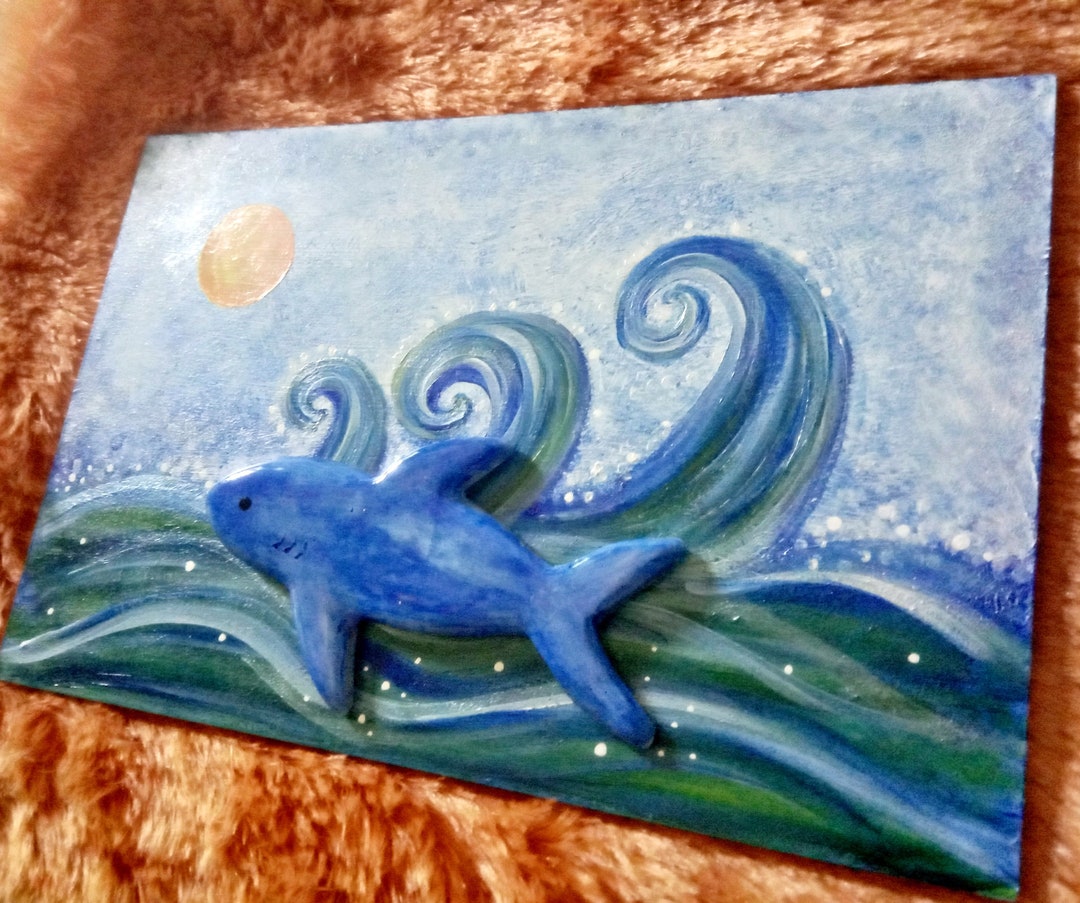 Shark Arcylic Painting, 3D Fish Art, Shark Resin, MDF Painting, 3d Wall ...