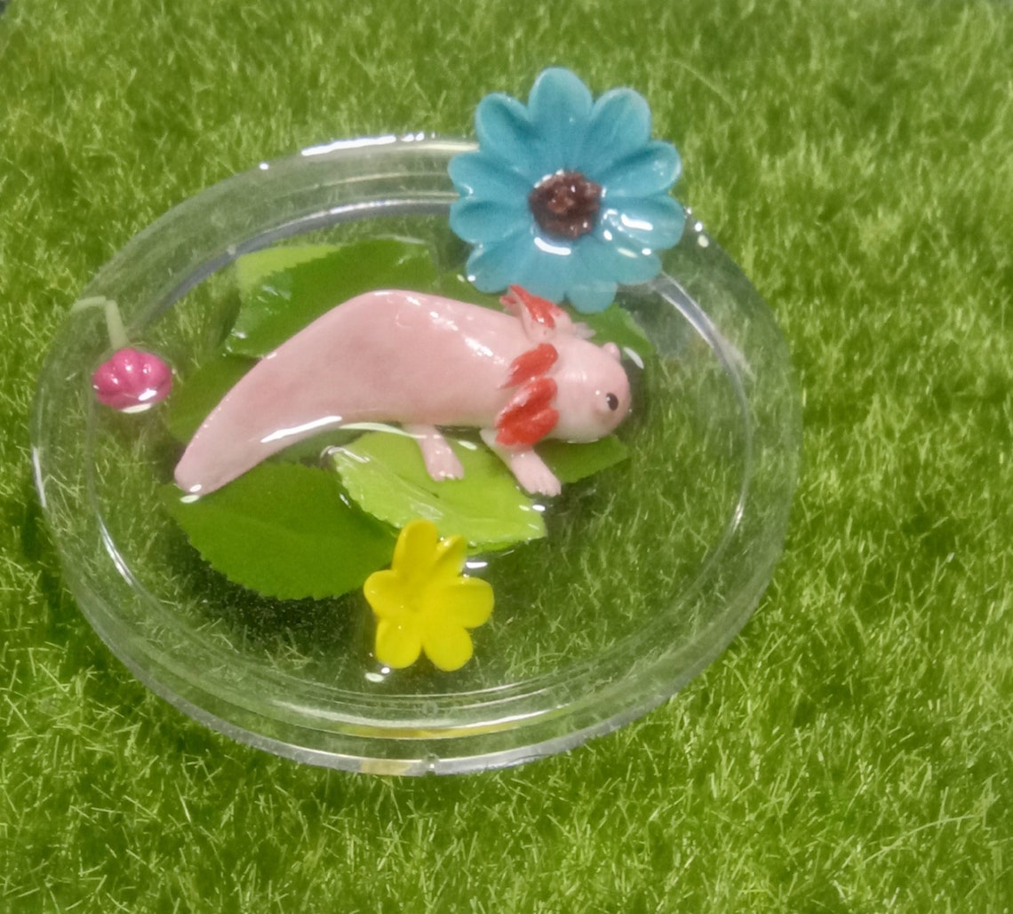 Axolotl Sculpture, Axolotl Resin, Axolotl in Pond Epoxy Resin Magnet ...