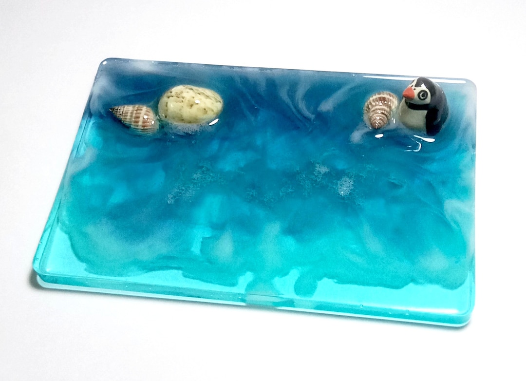 Epoxy Resin Art, Penguin Resin, Sea Resin Art, Cute Trinket Tray ...