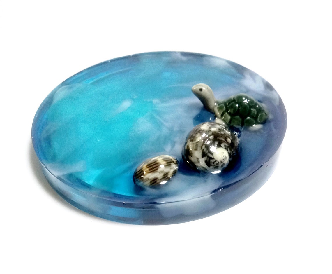 Animal Resin, Turtle Epoxy Resin Art, Marine Turtle, Seashell Resin ...
