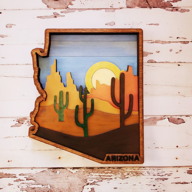 Arizona State Landscape Wooden Sign - Handcrafted Home Décor - Etsy