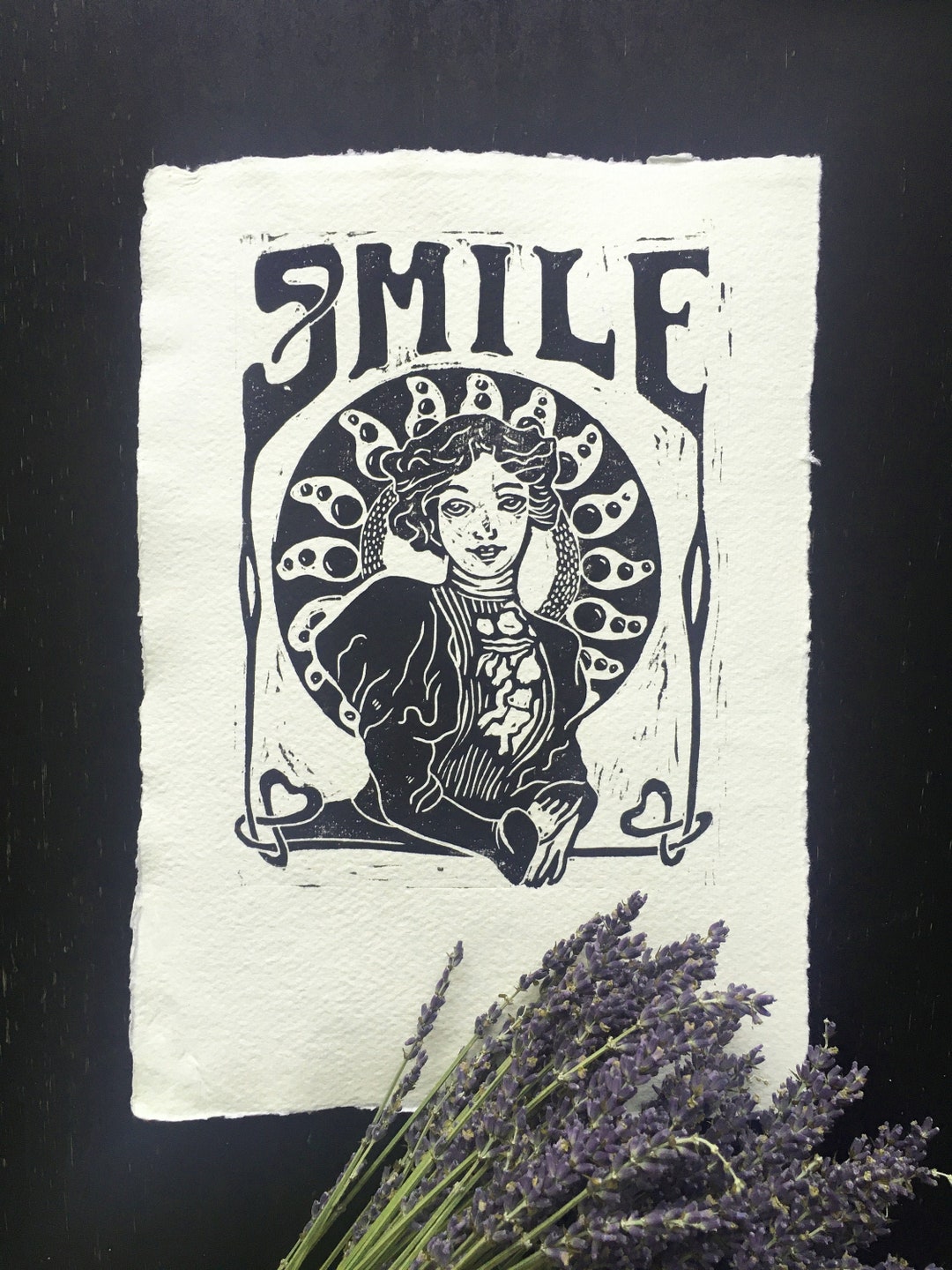 Smile. Original Handmade Linocut Print A4 - Etsy