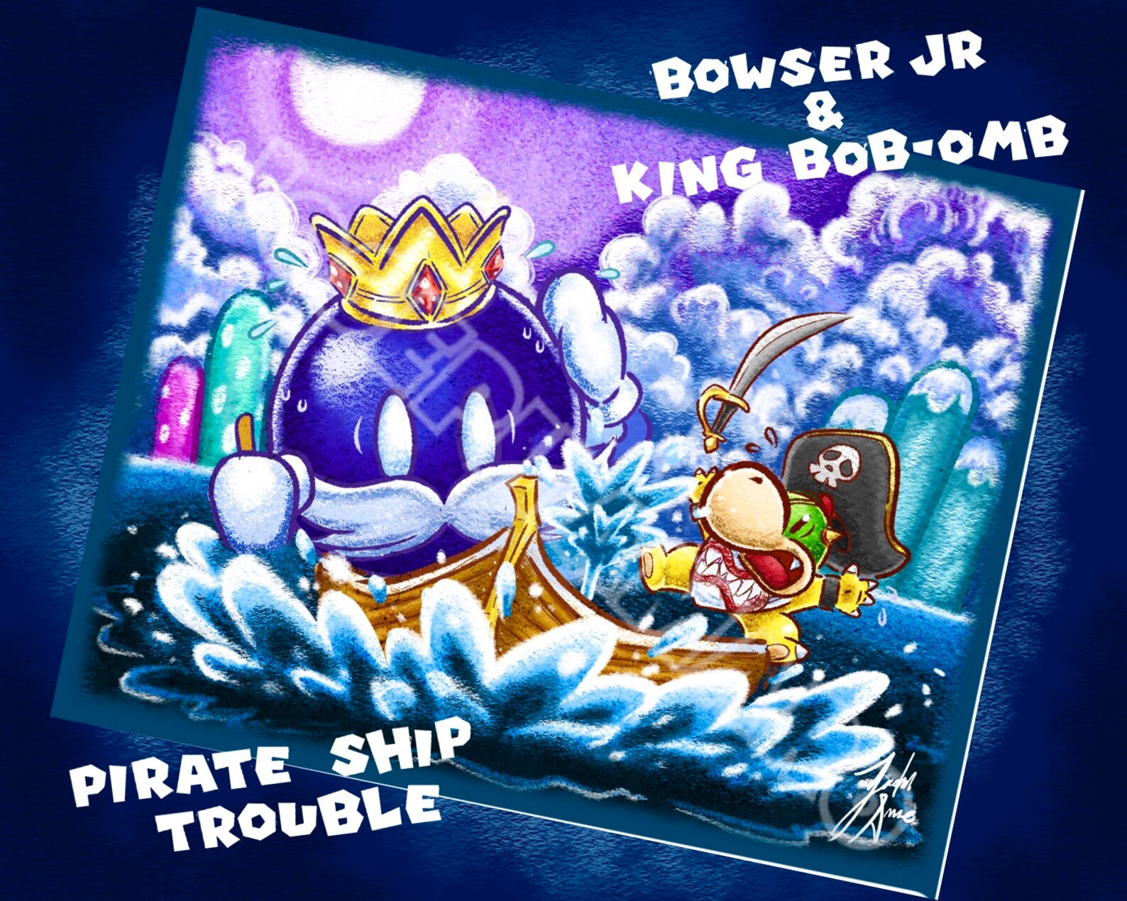 Bowser Jr Pirate Ship Trouble: 11x8 Print - Etsy