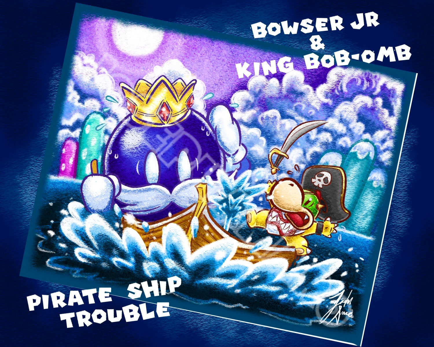 Bowser Jr Pirate Ship Trouble: 11x8 Print | Etsy