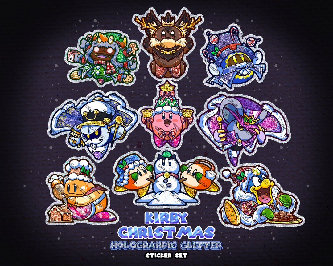 Kirbo Christmas Glitter Stickers - Etsy