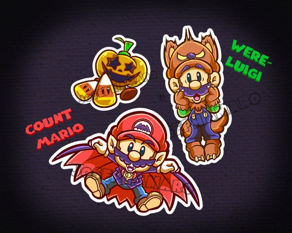 Nintendoween: Count Mario & Werewolf Luigi Sticker Set - Etsy