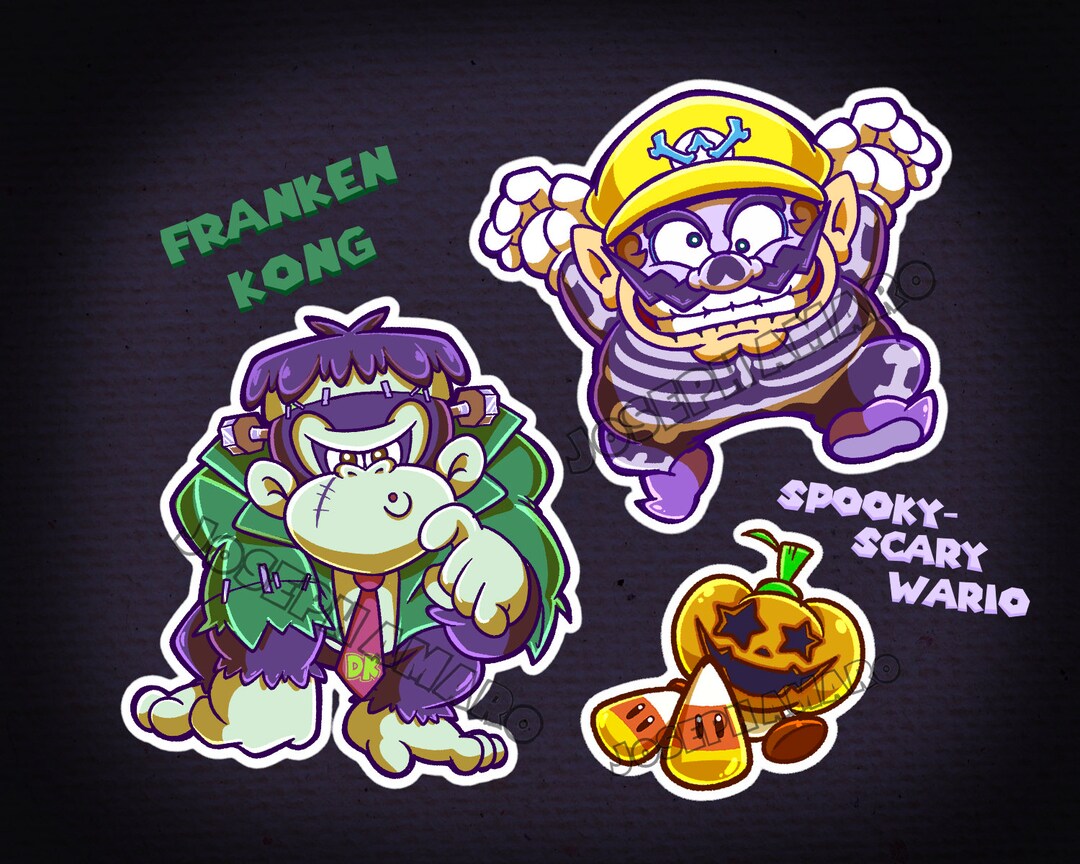 Nintendoween: Franken-kong & Spooky Wario Sticker Set - Etsy