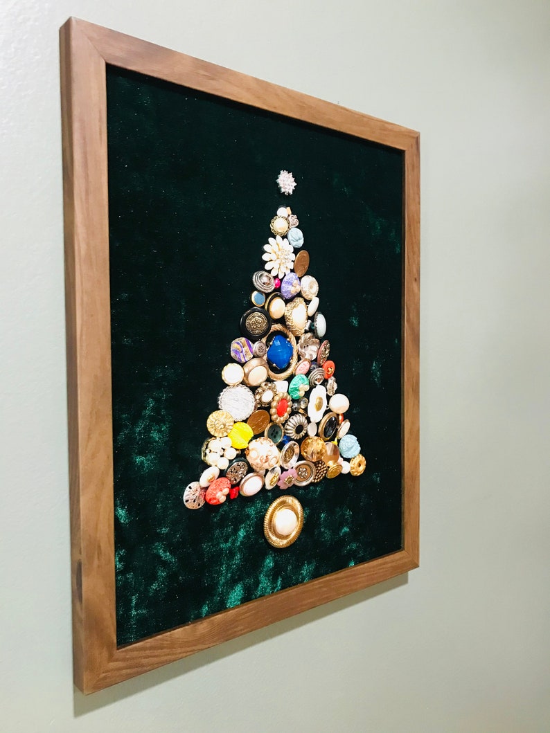 Vintage Jewelry Christmas Tree Collage - Framed Wall Hanging 15in X ...