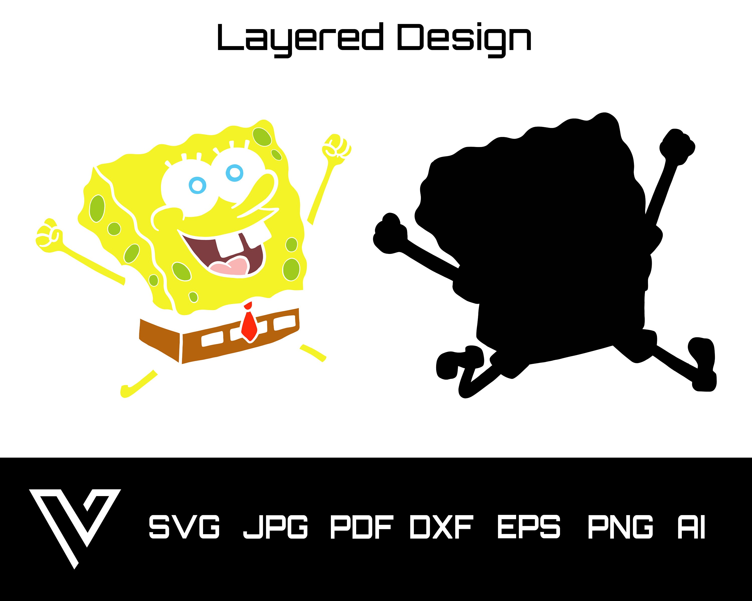 SpongeBob Squarepants Layered SVG Vector Artwork Cricut Cut | Etsy