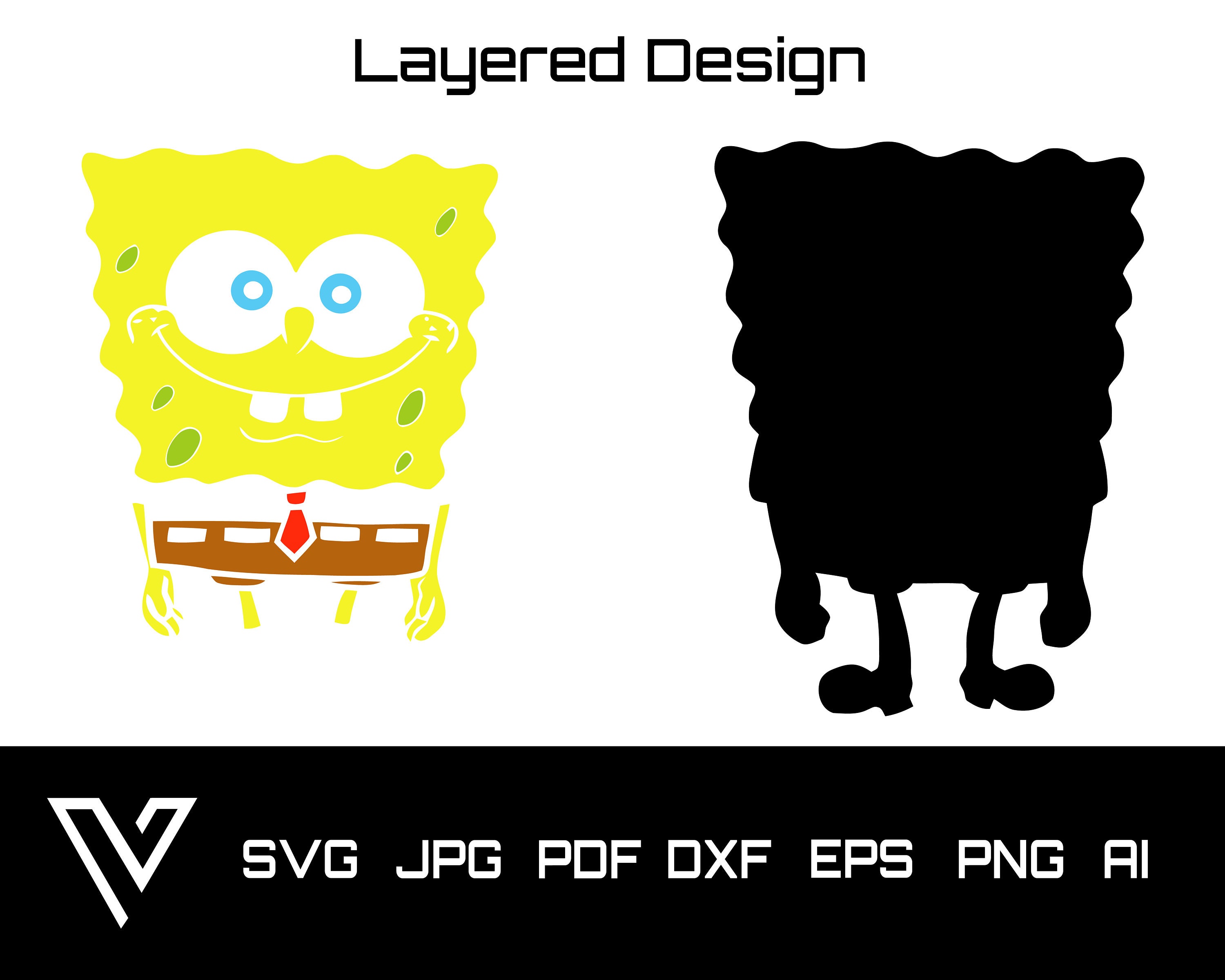 SpongeBob Squarepants Layered SVG Vector Artwork Cricut Cut | Etsy