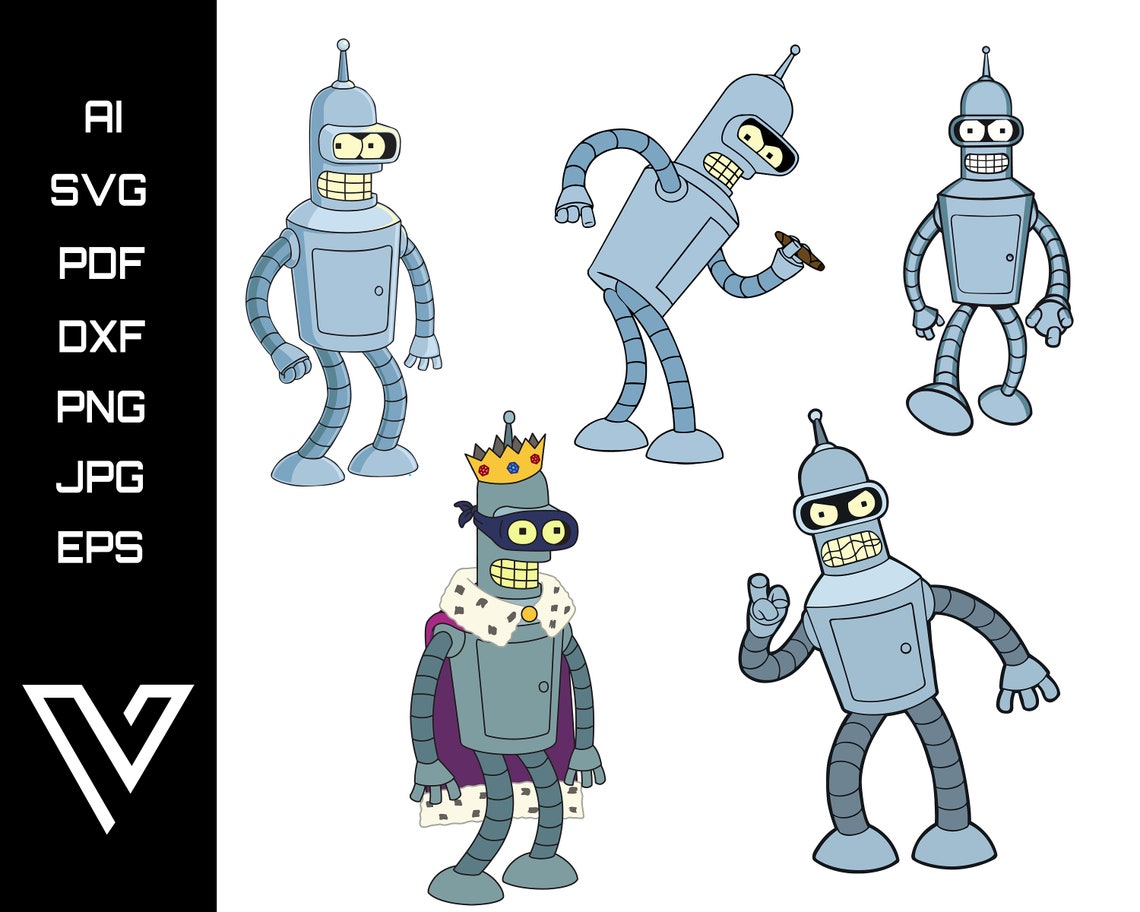 Bender Bending Rodríguez Futurama Robot SVG Bundle Cricut | Etsy