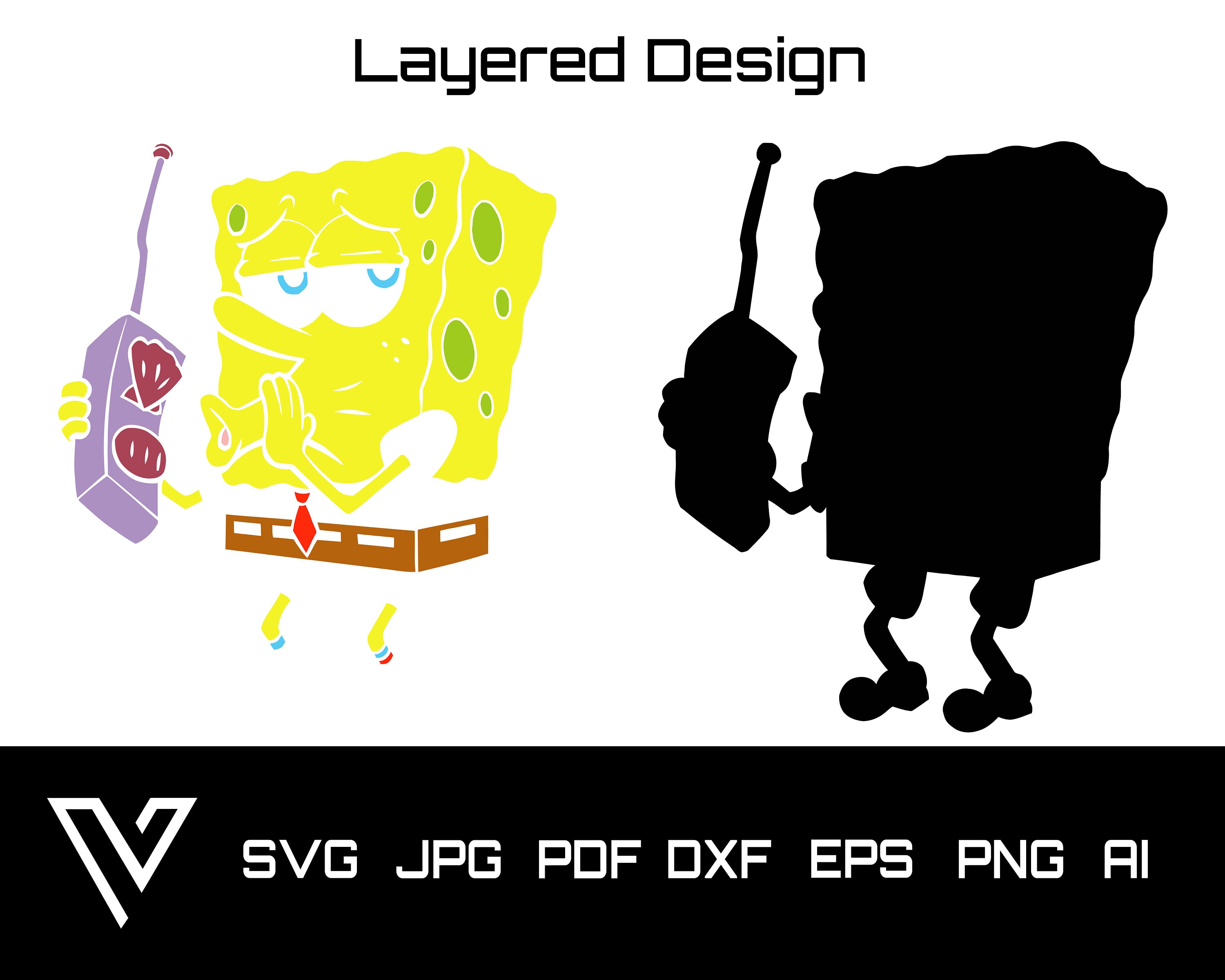 SpongeBob Squarepants Layered SVG Vector Artwork Cricut Cut | Etsy