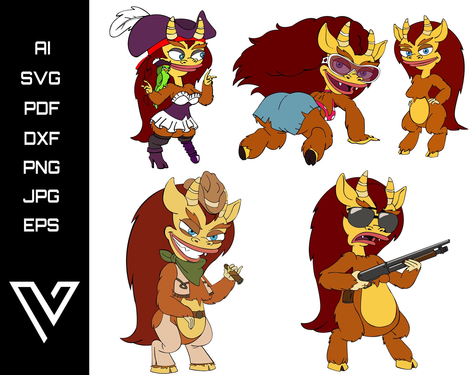 Connie Hormone Monstress Cut Files Big Mouth 5 x SVG Bundle | Etsy