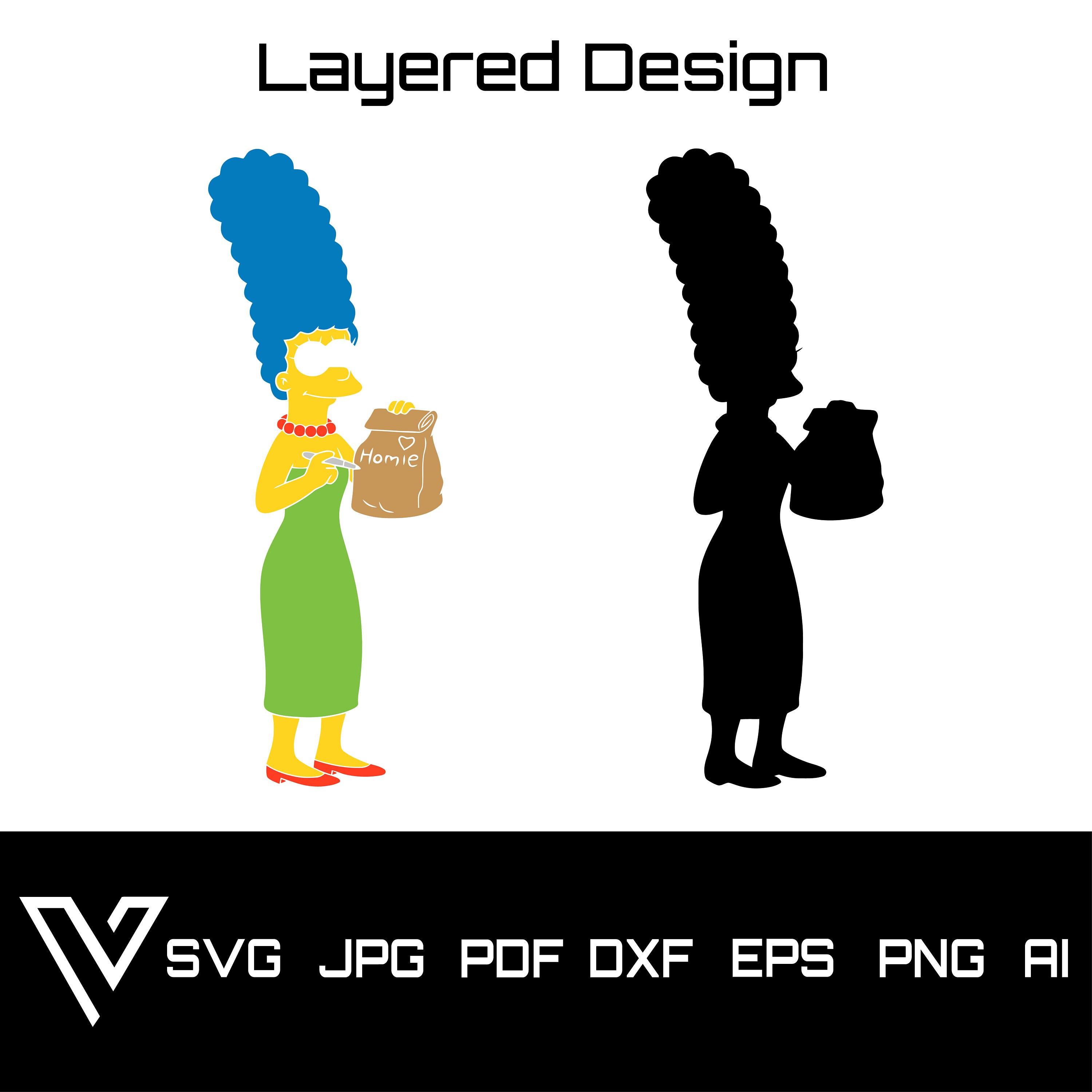 Marge Simpson The Simpsons Layered SVG Vector Artwork Cricut | Etsy