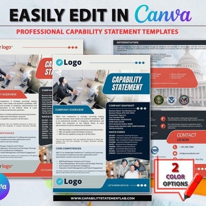 Impressive Canva Capability Statement Template | Ultimate Business Profile for Corporate ...