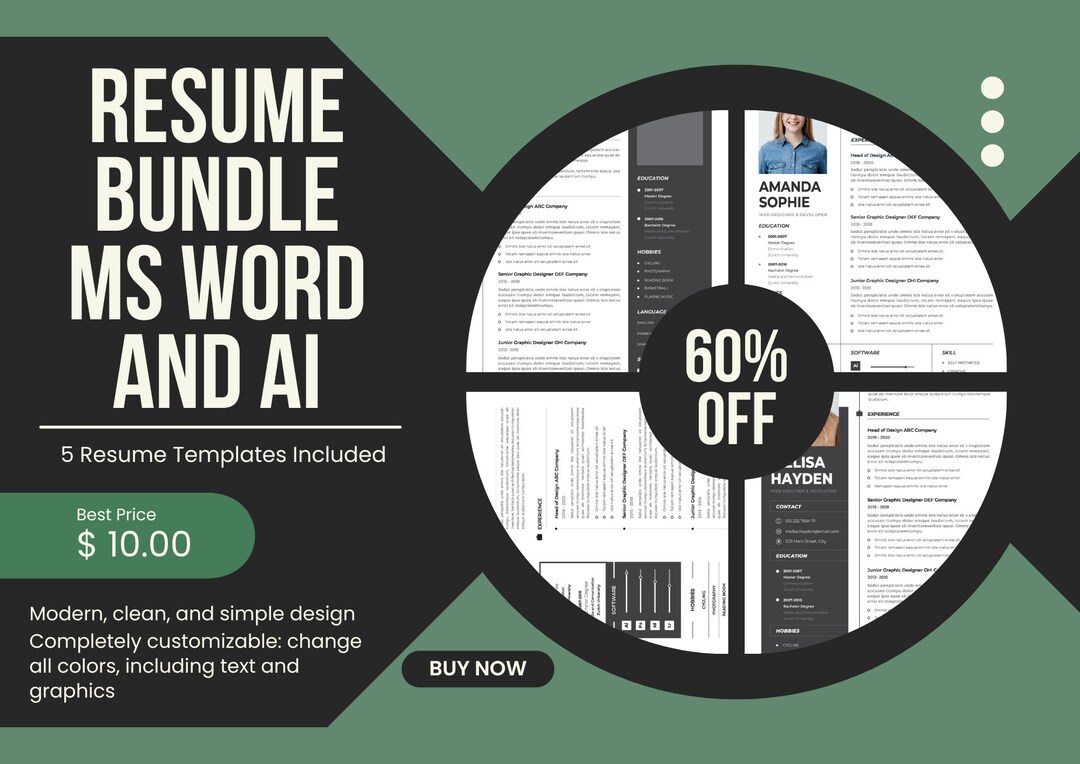 5 Professional Resume BUNDLE! Professional CV Templates Editable Using ...