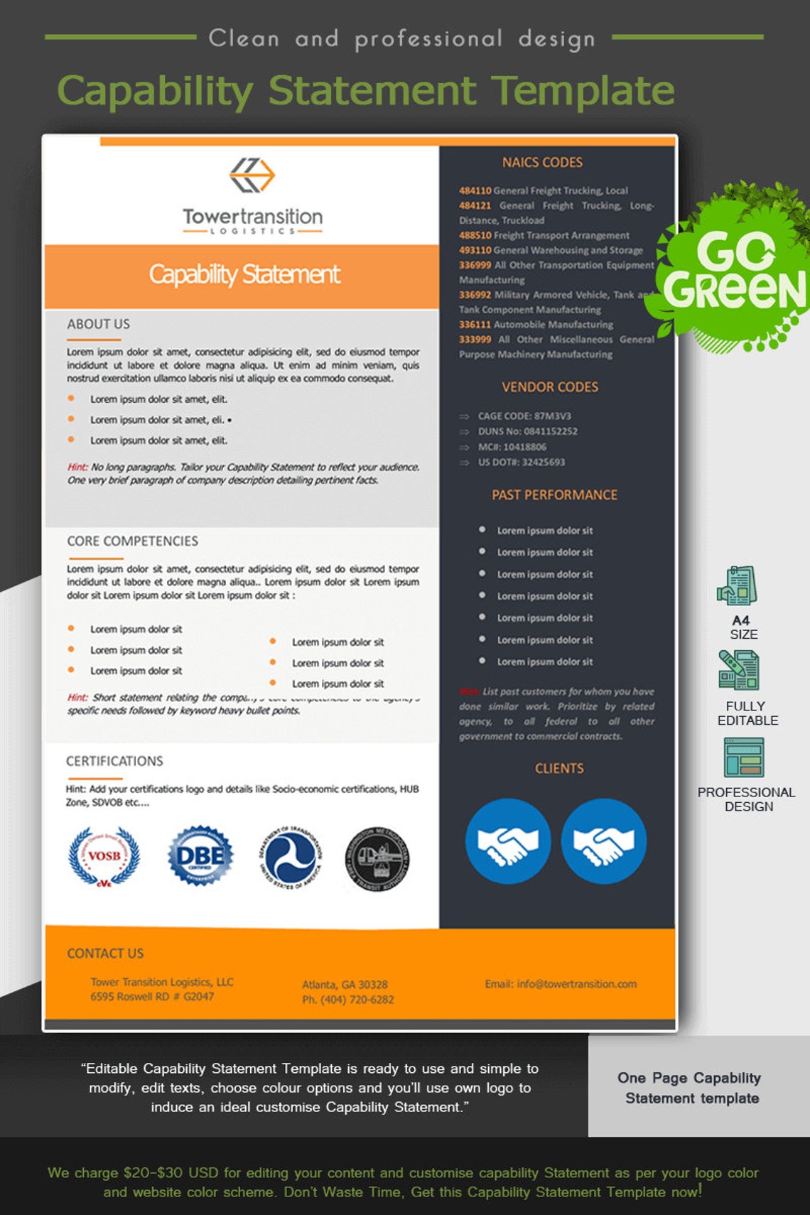 Logistics Capability Statement Template - Etsy Denmark