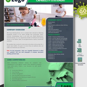Janitorial Services Capability Statement Template - Etsy