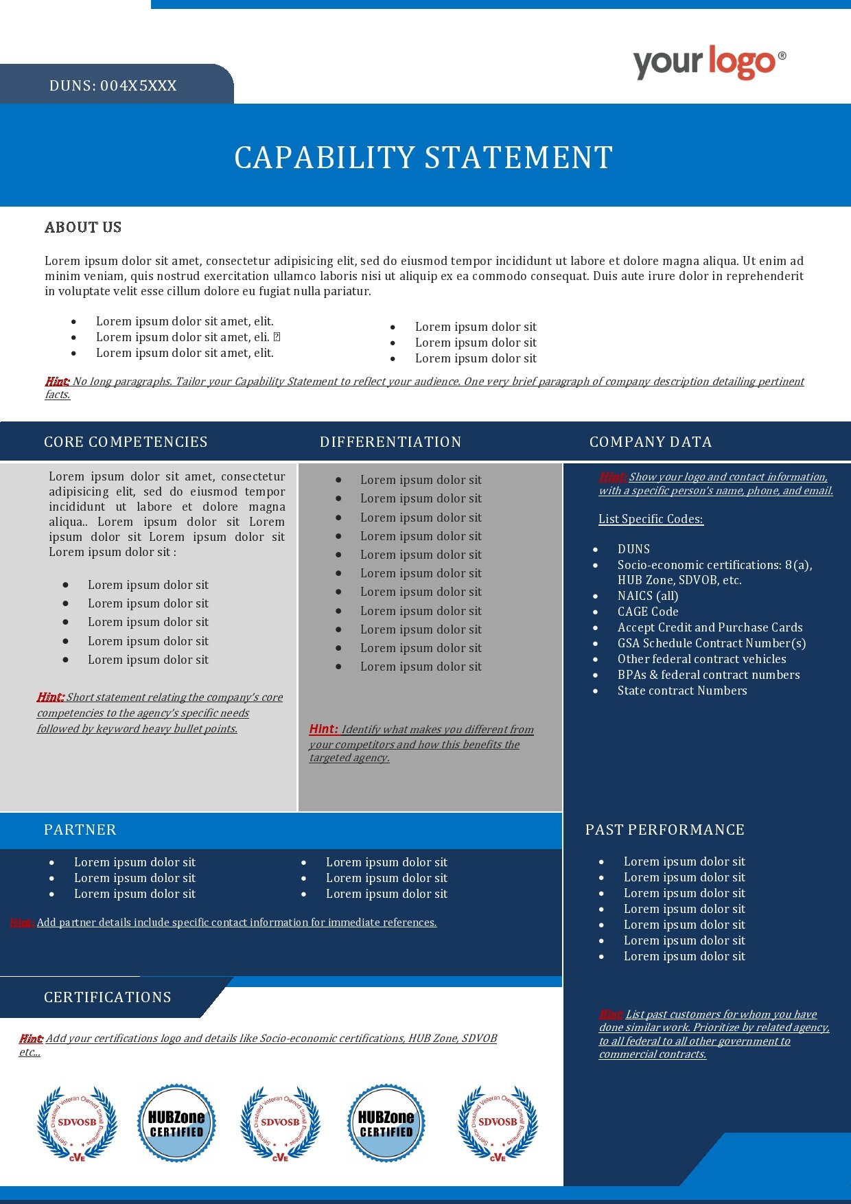 Government Contractor Capability Statement Template | Business ...