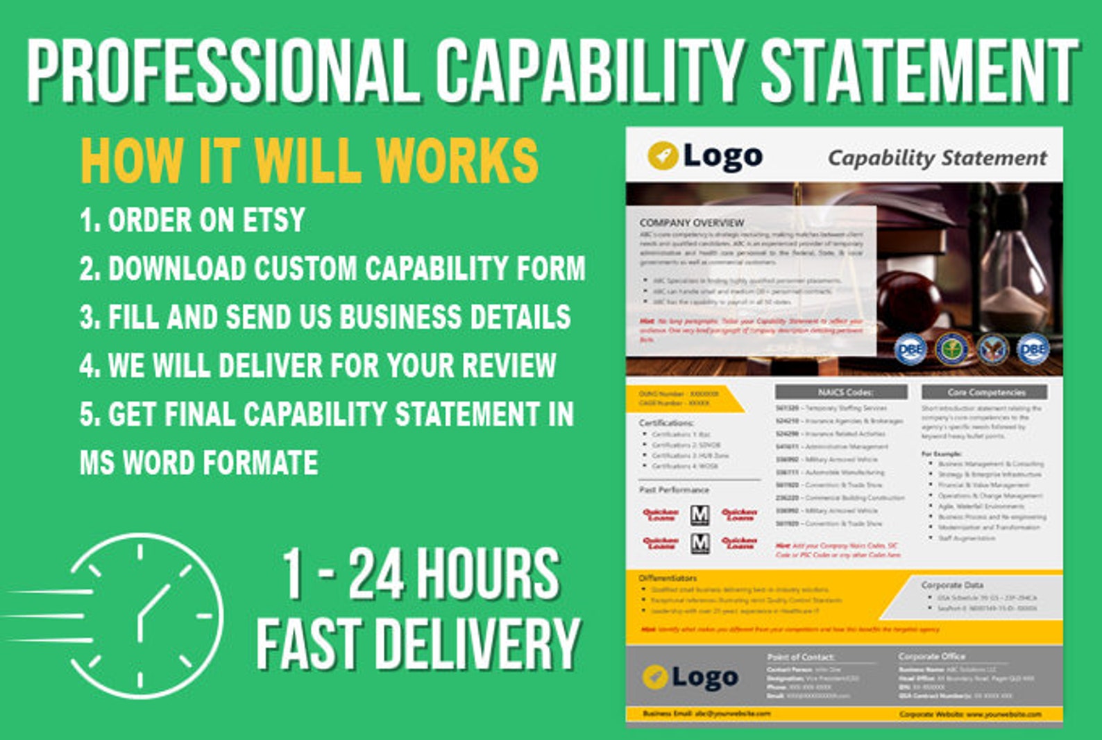 Custom Capability Statement for All Kind of Businesses - Two Pages - Etsy