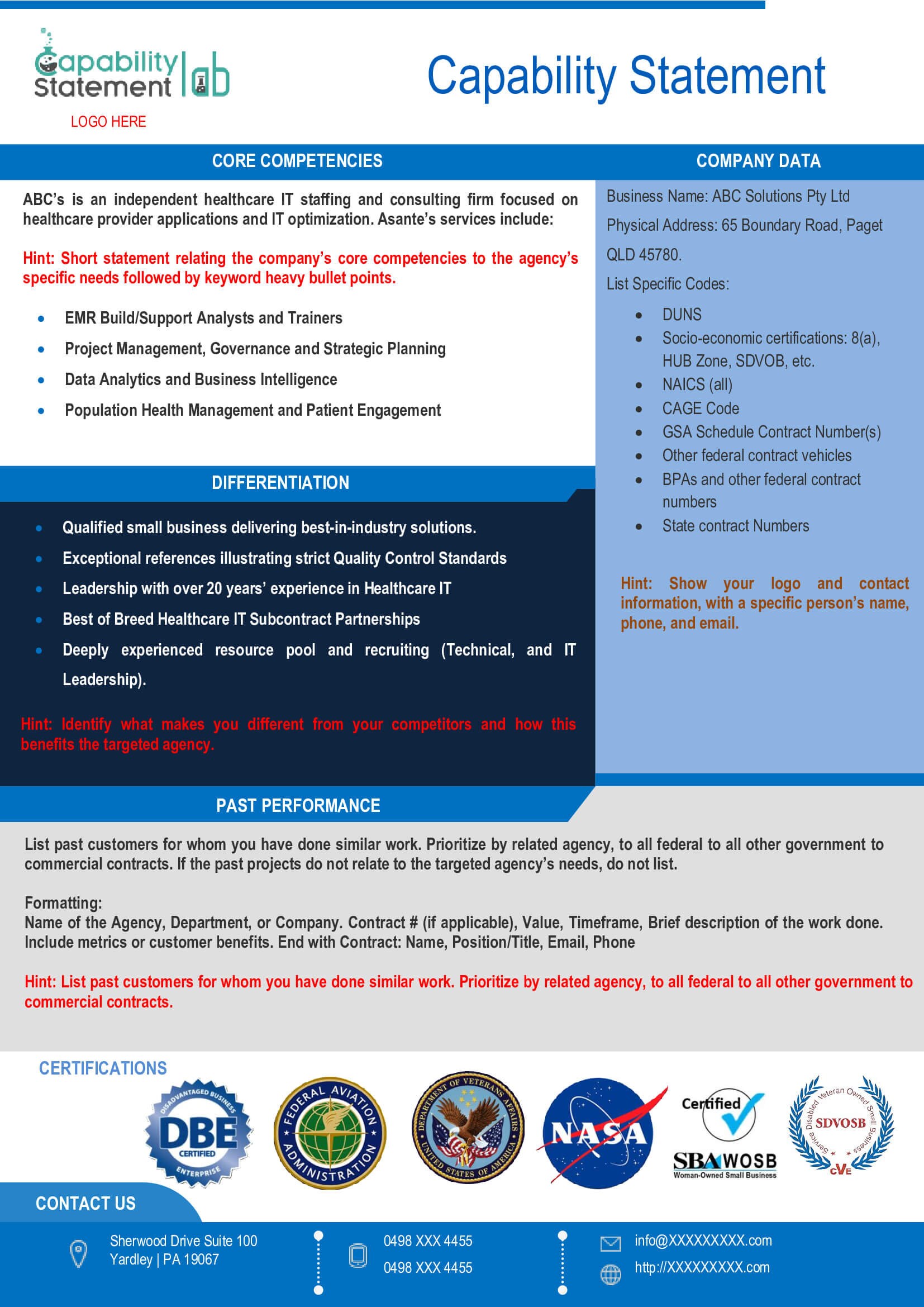 Consultancy Capability Statement Template: Professional Editable MS ...