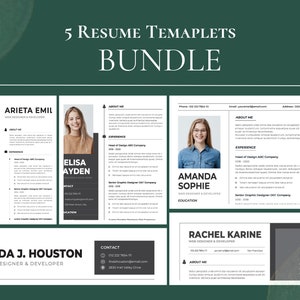 5 Professional Resume BUNDLE! Professional CV Templates Editable Using ...