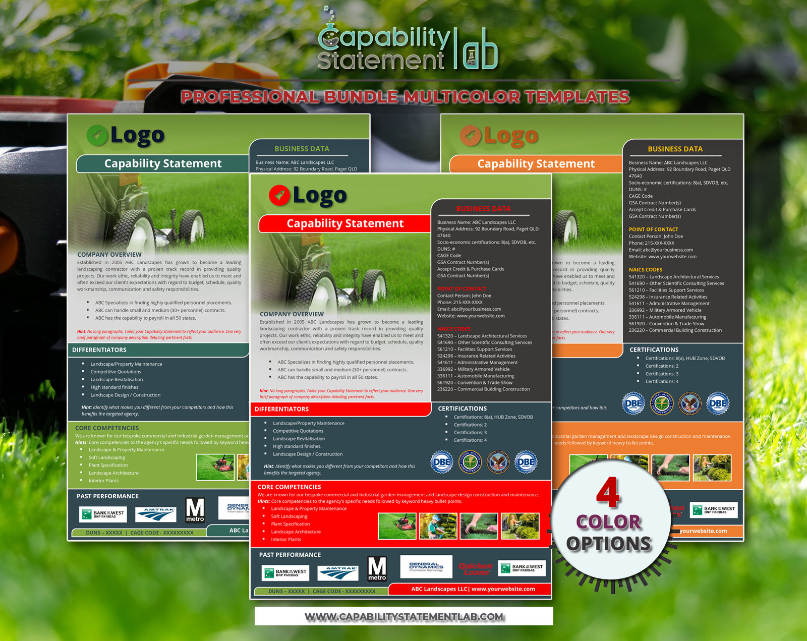 Capability Statement Template for Landscaping Contractors | Editable ...