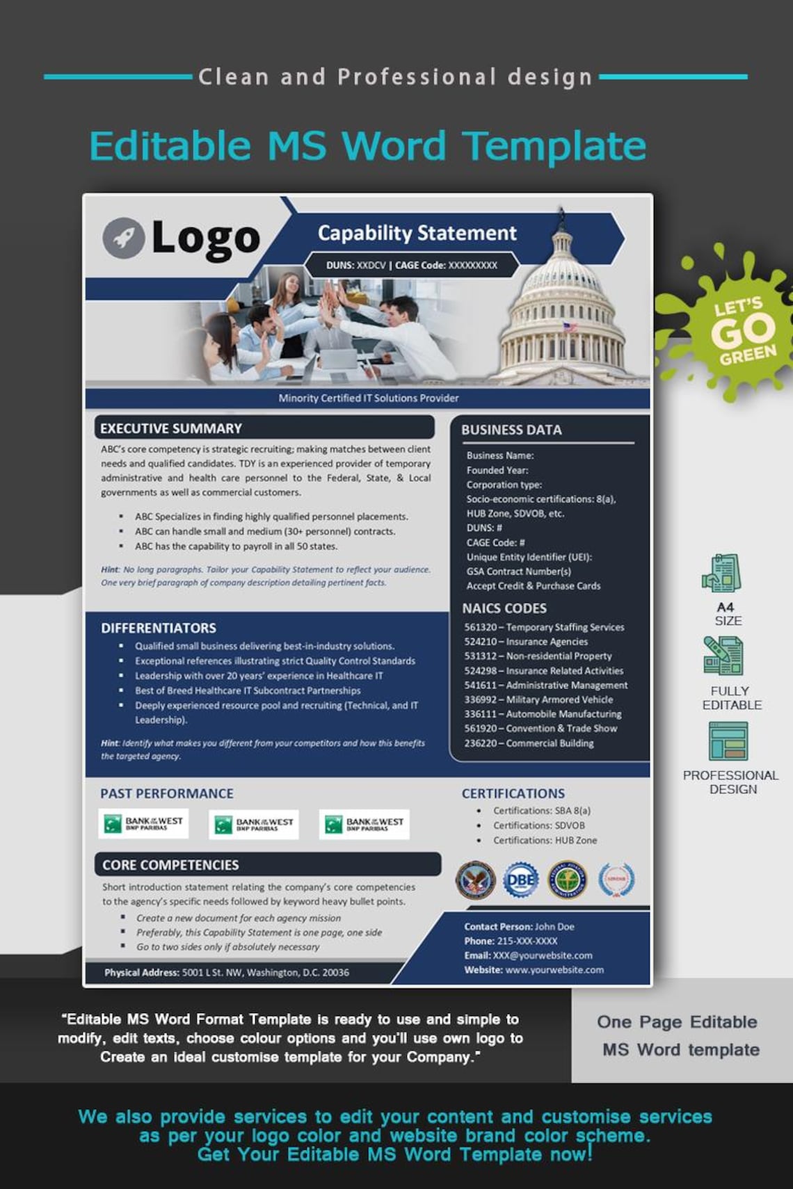 Probiz Capability Statement Template | Editable MS Word | Sam.gov ...
