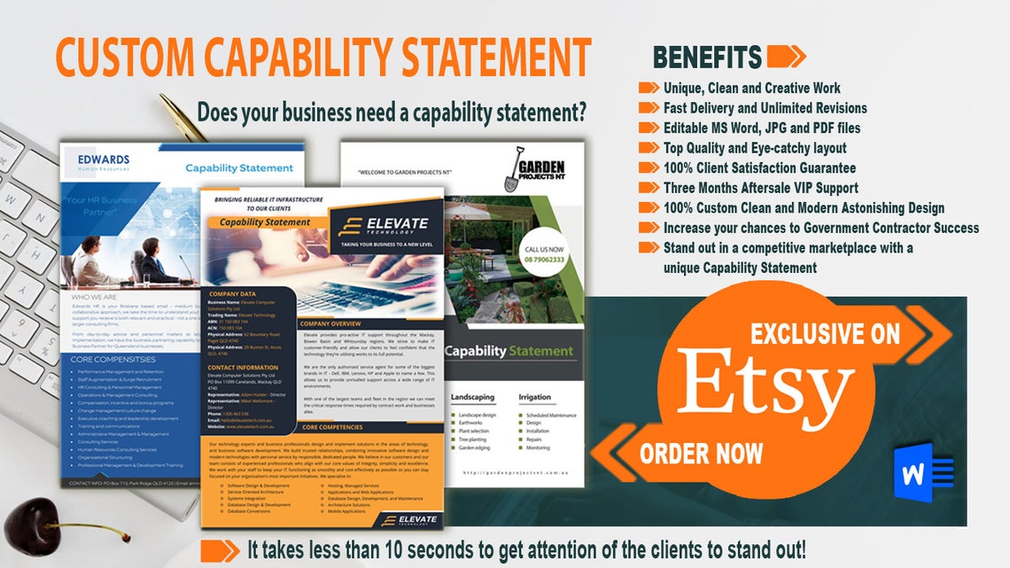 Custom Capability Statement for All Kind of Businesses - Two Pages - Etsy