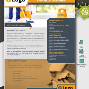Janitorial Services Capability Statement Template - Etsy