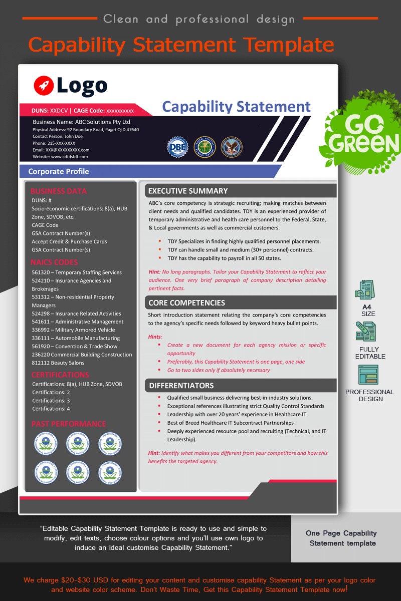 Professional Capability Statement Template | Editable MS Word ...