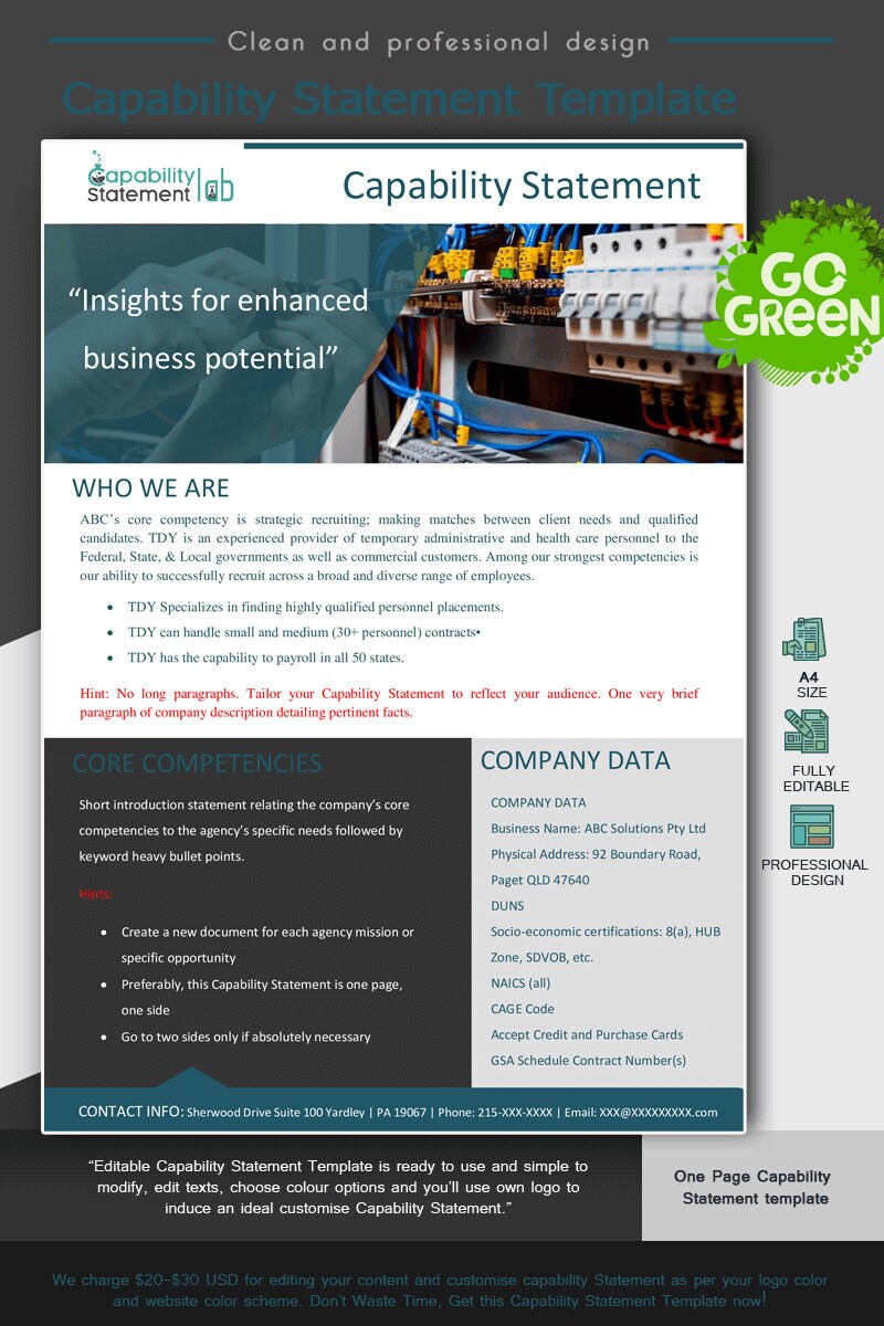 Electrical Capability Statement Template - Etsy