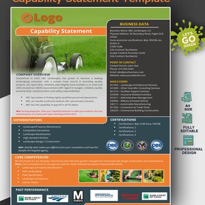 Capability Statement Template for Landscaping Contractors | Editable ...